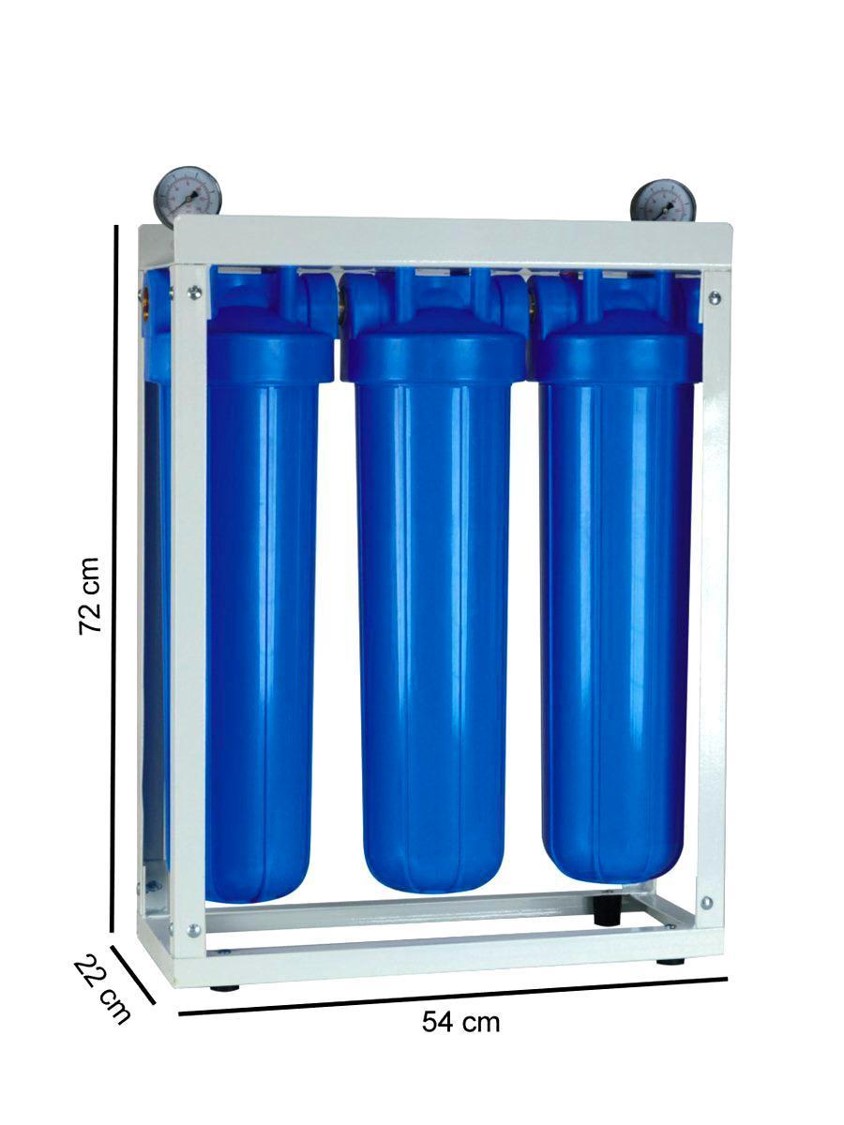 Trio 20" Big Blue Filtersystem mit Ständer - Haus-Brunnenfilter, für einen hohen Wasserbedarf ...